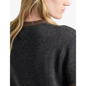 Prada Contrast-trim Cashmere Jumper - Grey