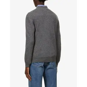 Play Comme Des Garcon Logo-embroidered V-neck Wool Cardigan - Grey