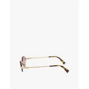 Miu Miu Oval-frame Metal Sunglasses - Gold