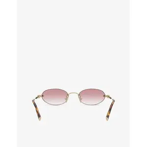 Miu Miu Oval-frame Metal Sunglasses - Gold