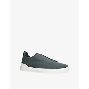 Zegna X3 Triple Stitch Woven Low-top Trainers - Blue/dark