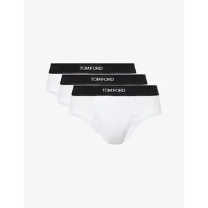 TOM FORD Branded Pack Of Two Stretch-cotton Briefs S White
