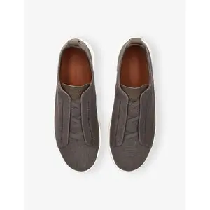 Zegna Triple Stitch Woven Low-top Trainers - Grey/dark