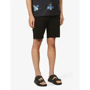 Hugo Logo-patch Relaxed-fit Cotton-jersey Shorts - Black