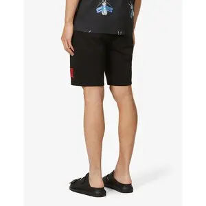 Hugo Logo-patch Relaxed-fit Cotton-jersey Shorts - Black