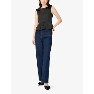 OMNES Kelee Bow-detail Satin Top