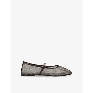 Steve Madden Leopard-print Mesh Mary Jane Flats