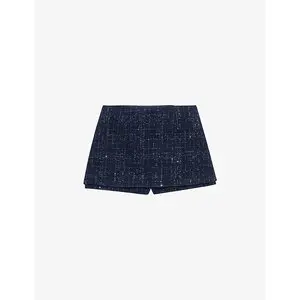 Maje Checked Rhinestone-embellished Skort