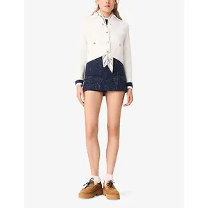 Maje Checked Rhinestone-embellished Skort