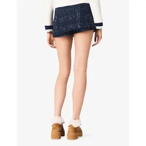 Maje Checked Rhinestone-embellished Skort