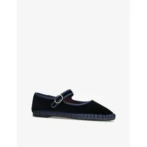 FLABELUS Cotton Mary Jane Flats - Blue