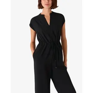 Whistles V-neck Short-sleeve Woven Jumpsuit