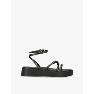ANCIENT GREEK SANDALS Astriti Leather Platform Sandals With Ankle Buckle - Black/comb