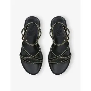 ANCIENT GREEK SANDALS Astriti Leather Platform Sandals With Ankle Buckle - Black/comb