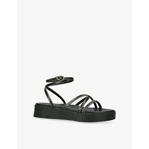 ANCIENT GREEK SANDALS Astriti Leather Platform Sandals With Ankle Buckle - Black/comb