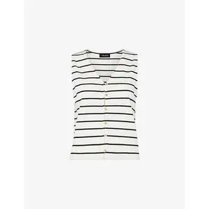 Whistles Stripe-print Button-front Stretch-cotton Tank Top - Multi-coloured