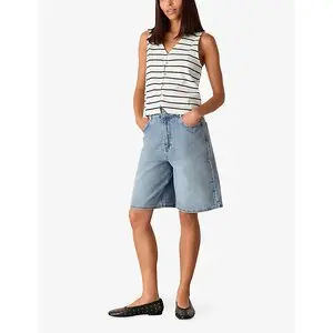 Whistles Stripe-print Button-front Tank Top