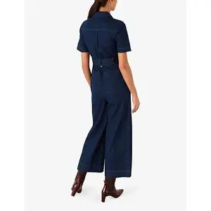 Whistles Pin-tuck Belted Denim Jumpsuit