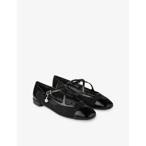 JIMMY CHOO Eleri Patent-leather And Mesh Ballet Flats