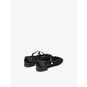 JIMMY CHOO Eleri Patent-leather And Mesh Ballet Flats