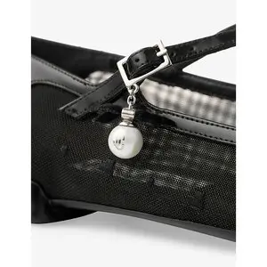 JIMMY CHOO Eleri Patent-leather And Mesh Ballet Flats