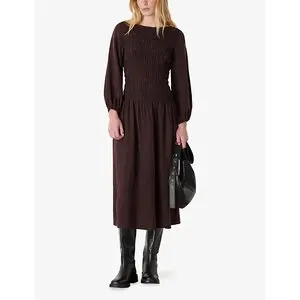 Whistles Checked Shirred-bodice Woven Midi Dress - Multi-coloured