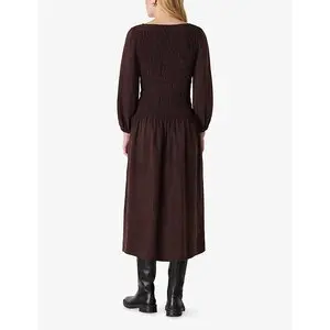 Whistles Checked Shirred-bodice Woven Midi Dress - Multi-coloured