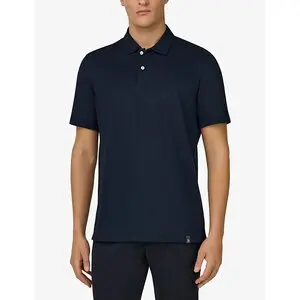 Boggi Milano Short-sleeved Piqué Cotton-blend Polo Shirt - Navy Blue