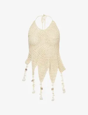 JADED LONDON Halterneck Shell-trim Crochet Top - Multi