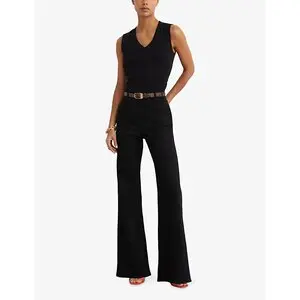 REISS Ribbed Stretch-cotton V-neck Vest - Black