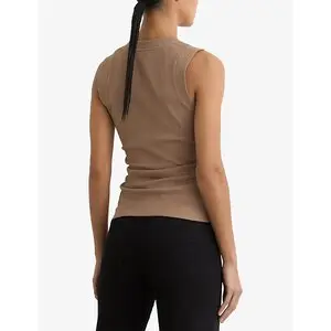 REISS Sandy V-neck Ribbed Stretch-cotton Vest - Neutral