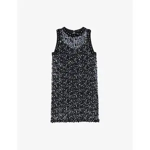 Maje Floral Bead-embellished Woven Mini Dress