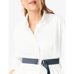 Maje Long-sleeved Cotton Shirt Dress With Contrast Belt