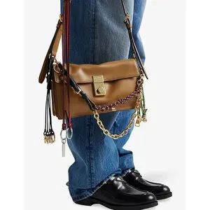 Prada Small Leather Shoulder Bag With Charms - Brown