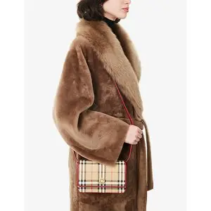 Burberry Hampshire Check Coated Canvas Top-handle Bag