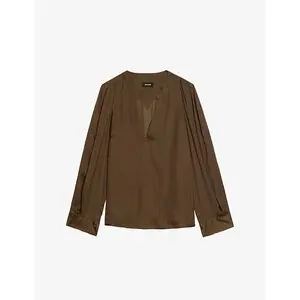 Zadig&Voltaire Torny V-neck Satin Blouse - Moss