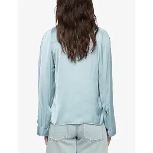 Zadig&Voltaire Torny V-neck Satin Blouse - Sky