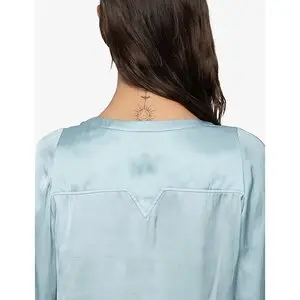 Zadig&Voltaire Torny V-neck Satin Blouse - Sky