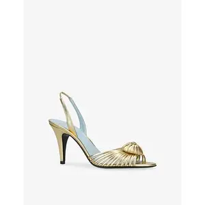 Valentino Garavani Sandal Royal 85 Slingback Leather Heels - Gold