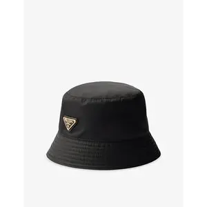 Prada Logo Plaque Nylon Bucket Hat - Black