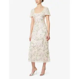 NEEDLE & THREAD Embellished Floral Midi Dress