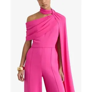 REISS Stretch-woven Jumpsuit With One-shoulder Detail