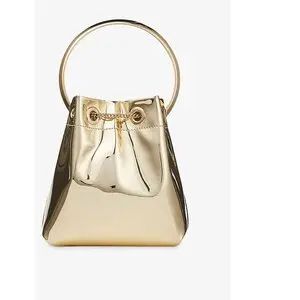 JIMMY CHOO Metallic-woven Top-handle Bag