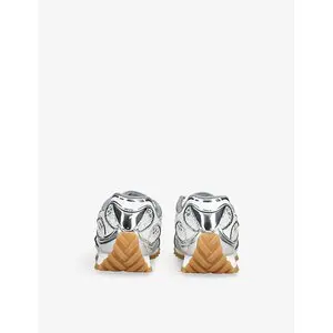 Bottega Veneta Orbit Metallic Woven Low-top Trainers - Silver Com