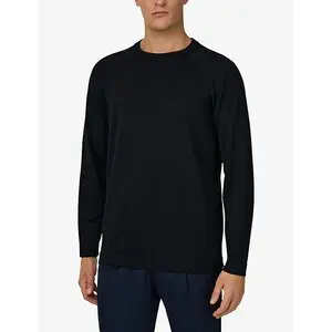 Boggi Milano Crewneck Long-sleeve Jumper In Cotton And Silk-blend - Black