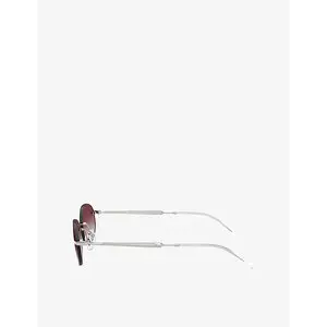 Ray-ban Rb3767 Oval-frame Metal Sunglasses - Silver