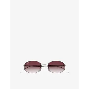 Ray-ban Rb3767 Oval-frame Metal Sunglasses - Silver