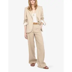 Zadig&Voltaire Vavy Striped Cotton And Linen-blend Blazer - Cookie