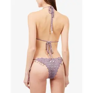 JADED LONDON Crystal Embellished Crochet Bikini Top
