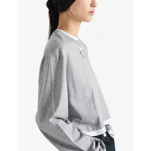 Prada Triangle Appliqué Long-sleeve Cotton-jersey T-shirt